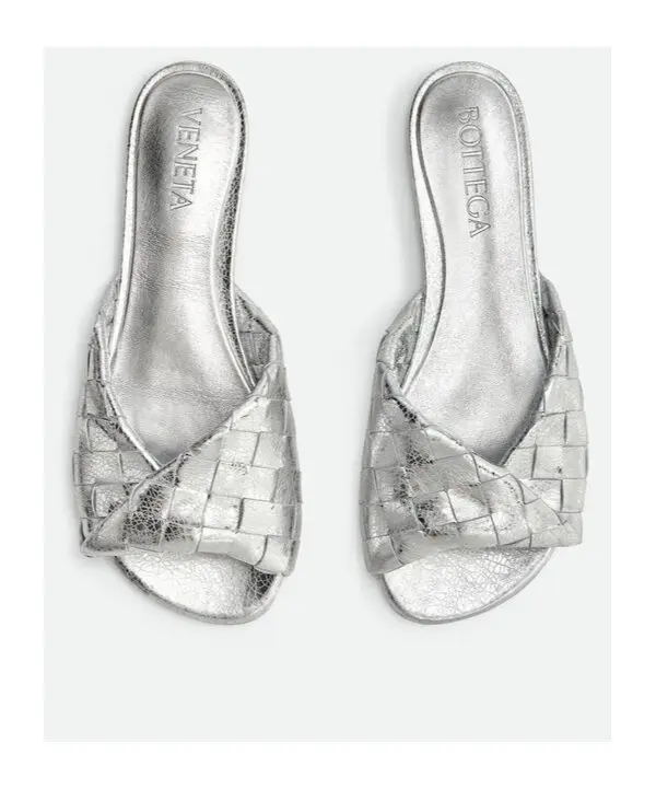 Bottega Veneta Blink Flat Mule - Silver