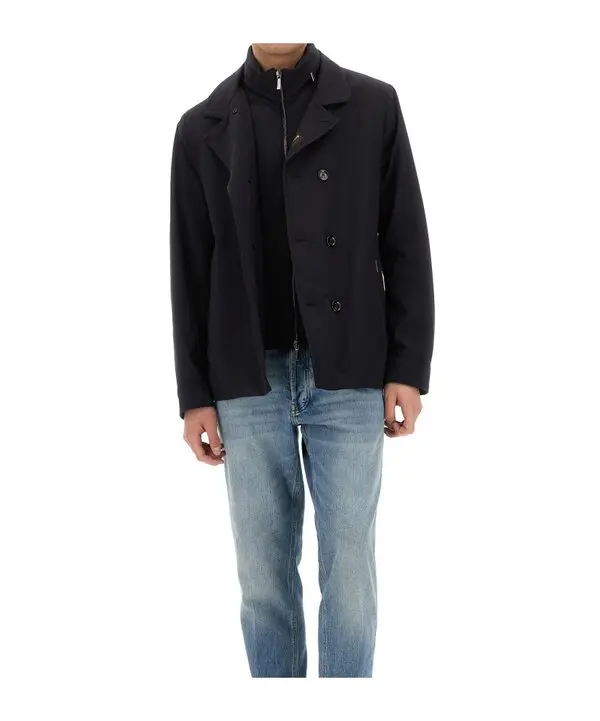 MOORER Volmer-kn Double-breasted Peacoat - Black