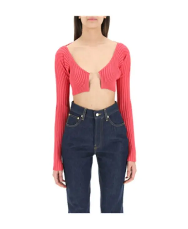 Jacquemus La Maille Pralü Cropped Cardigan - Red