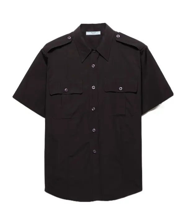Prada Short-sleeved Poplin Shirt - Black