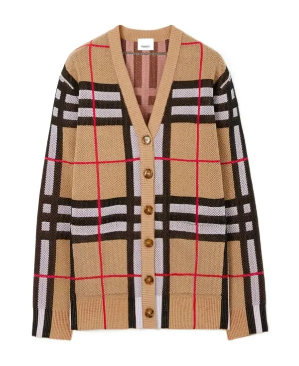 Burberry Checked V-neck Cardigan - Multicolor