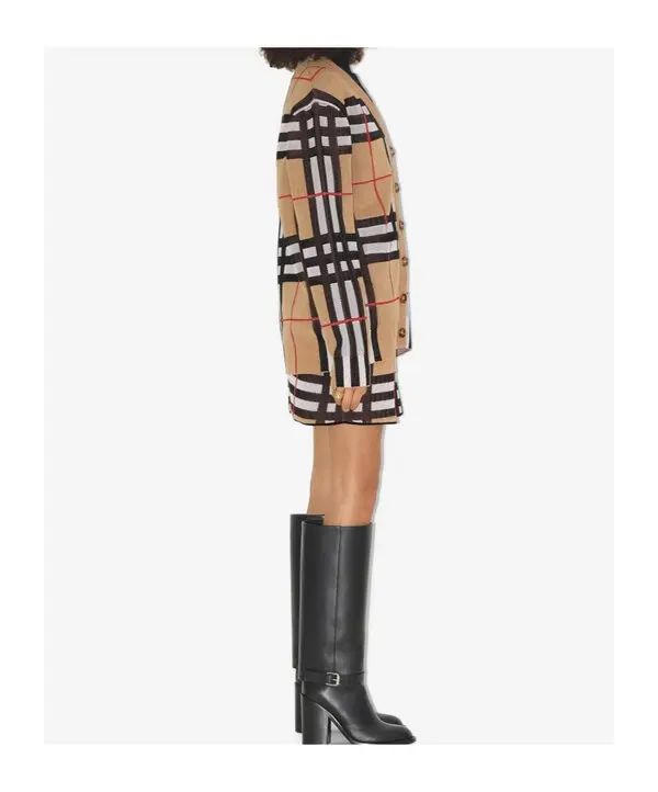 Burberry Checked V-neck Cardigan - Multicolor