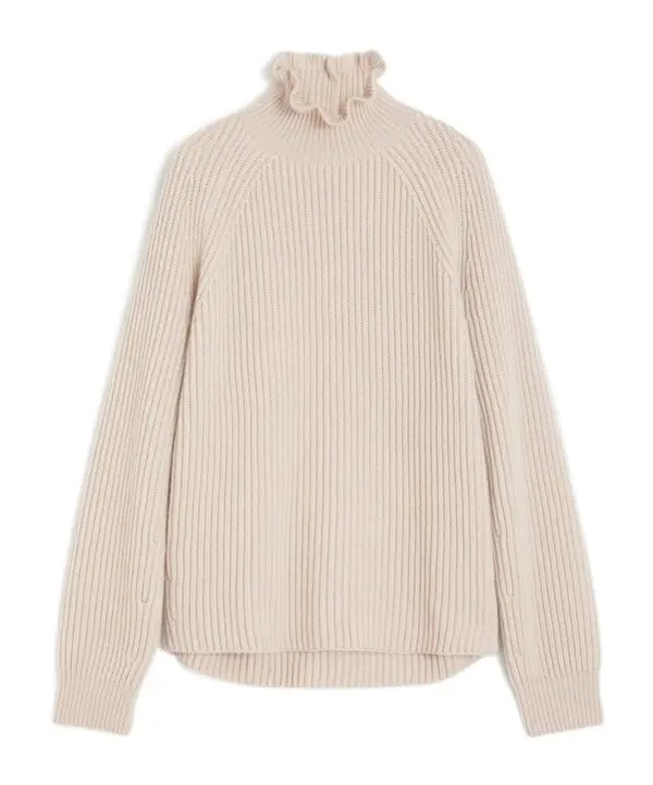 Max Mara Camino Fisherman Rib Knit High Neck Jumper - Sand