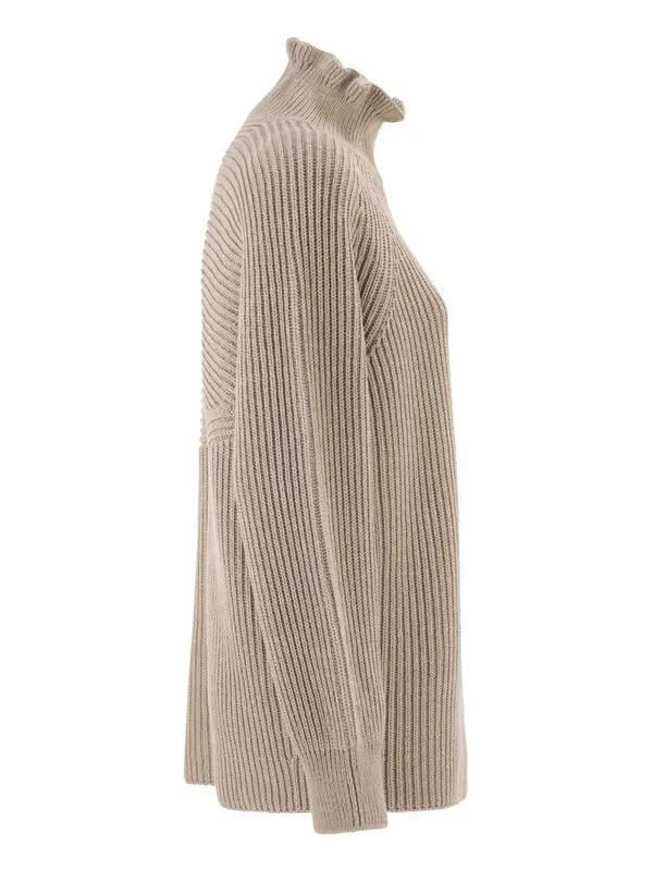 Max Mara Camino Fisherman Rib Knit High Neck Jumper