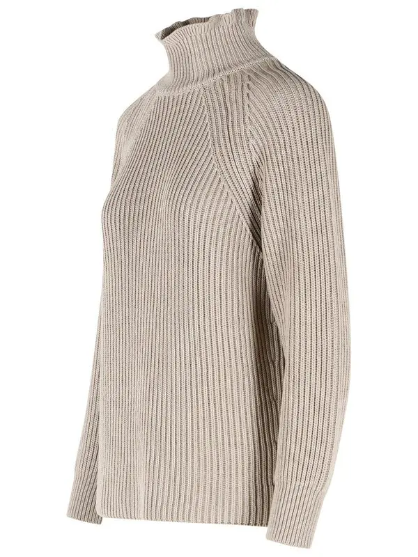 Max Mara Camino Fisherman Rib Knit High Neck Jumper