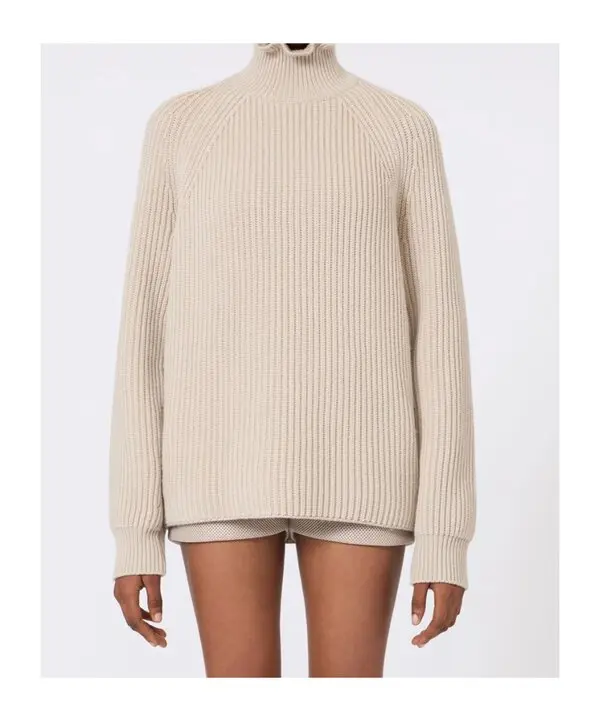 Max Mara Camino Fisherman Rib Knit High Neck Jumper