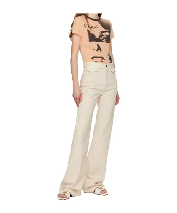 Chloé High-waisted Flared Jeans - Nude