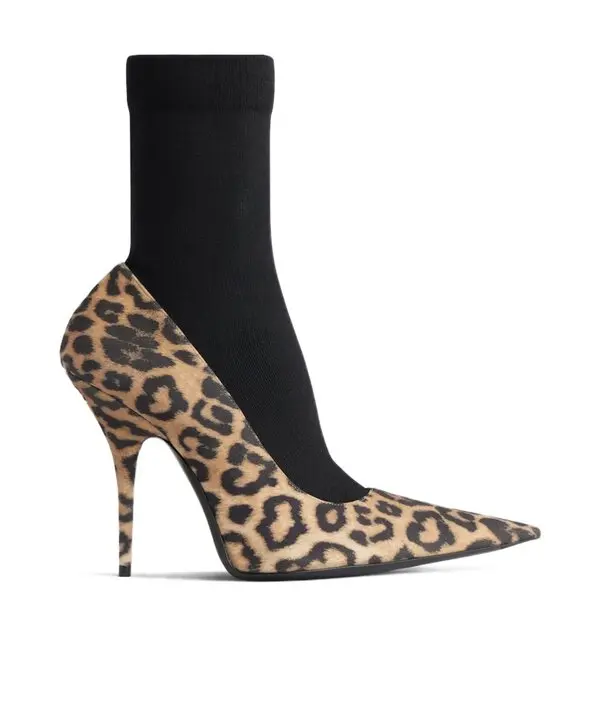 Balenciaga Leopard Print Sock Pumps - Leopard/black