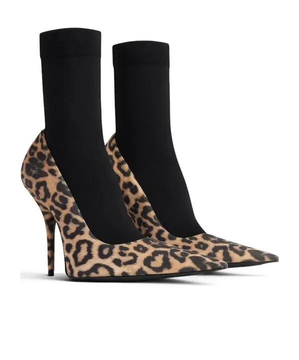 Balenciaga Leopard Print Sock Pumps - Leopard/black