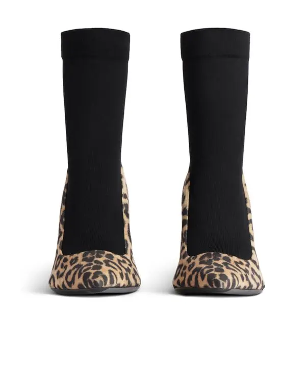 Balenciaga Leopard Print Sock Pumps - Leopard/black