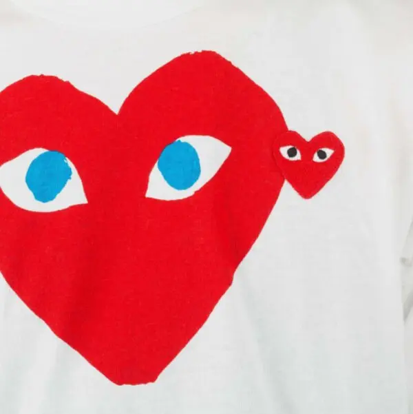 Play Comme Des Garcon Large And Small Love Pattern T-shirt - White