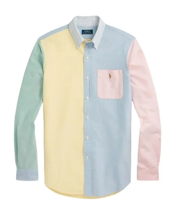 Polo Ralph Lauren Oxford Colour-block Long-sleeved Shirt - Nude