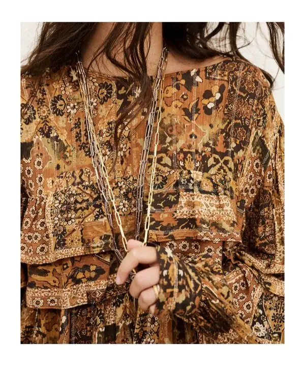 Ba&sh Pixie Ruffled Printed Long Sleeve Top