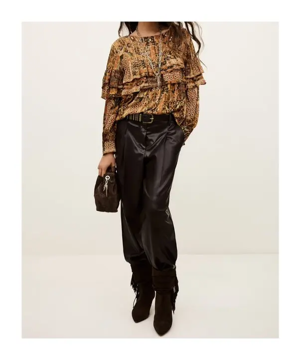 Ba&sh Pixie Ruffled Printed Long Sleeve Top