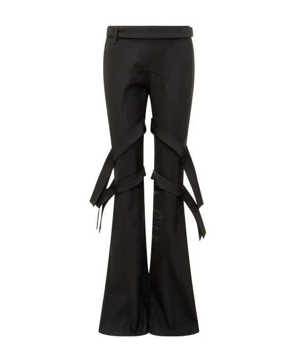 AMBUSH Strap-detail Mid-rise Flared Trousers - Black