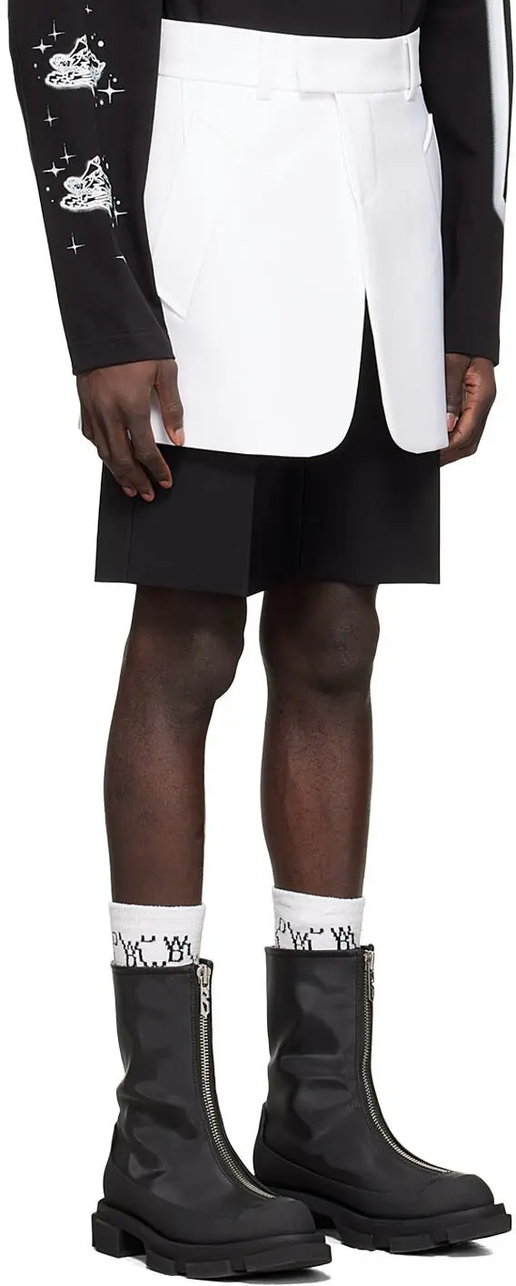 We11Done Paneled High-rise Shorts With Buckle Detail