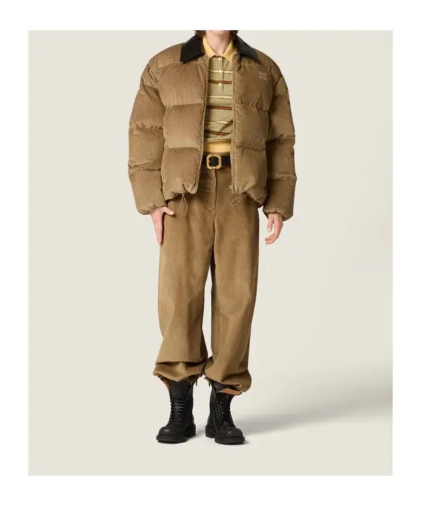 Miu Miu Quilted Leather Collared Zip Up Jacket