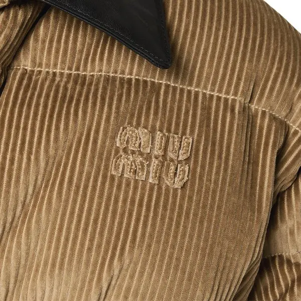 Miu Miu Quilted Leather Collared Zip Up Jacket
