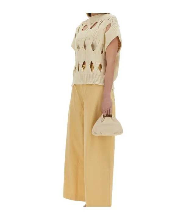 ALYSI Cream Knit Cut-out Top - Beige