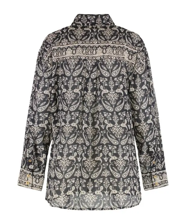 Veronica Beard Lloyd Paisley Button-up Top - Gray