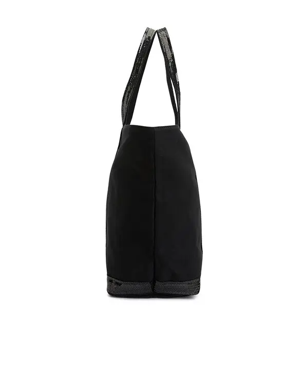 Vanessa Bruno Sequined Logo Canvas Shoulder Bag - Black