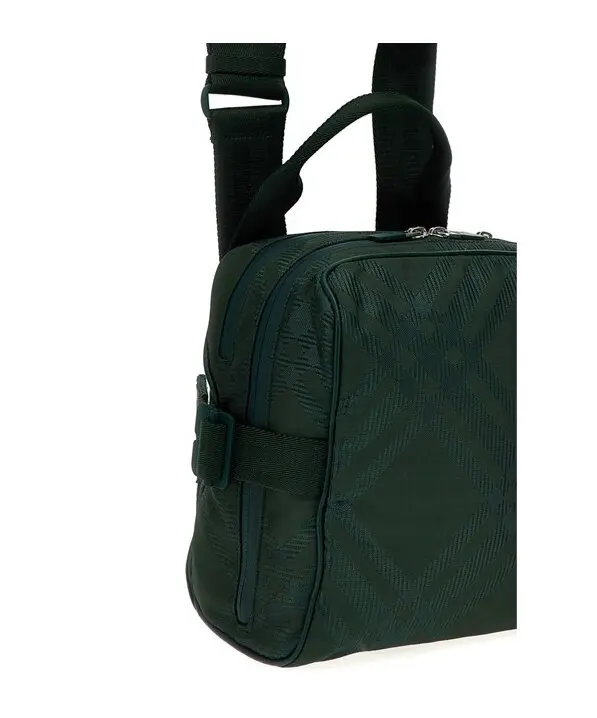 Burberry Checked Zipped Shoulder Bag - Black