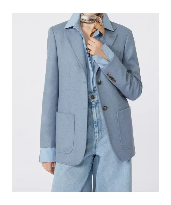 Max Mara Single-breasted Blazer With Classic Lapel And Patch Pockets - Blue