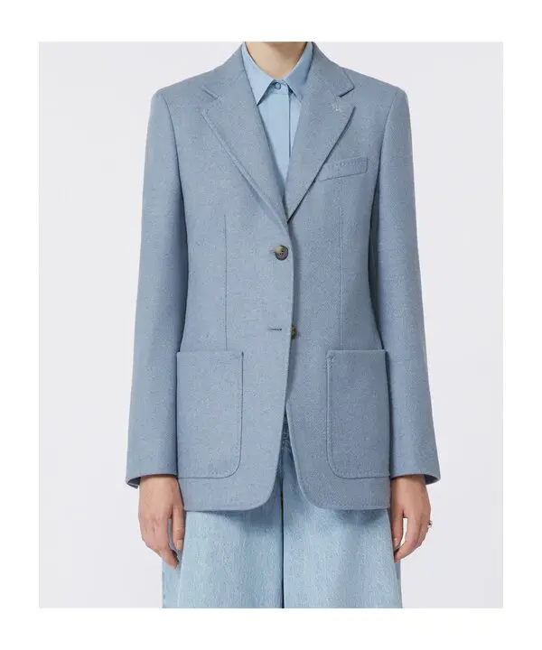 Max Mara Single-breasted Blazer With Classic Lapel And Patch Pockets - Blue