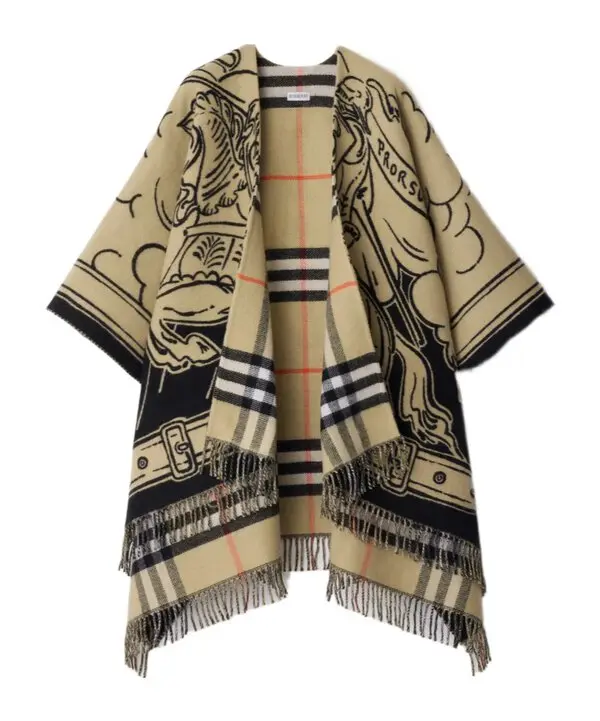 Burberry Stormy Knight Fringed-edge Cape - Sand
