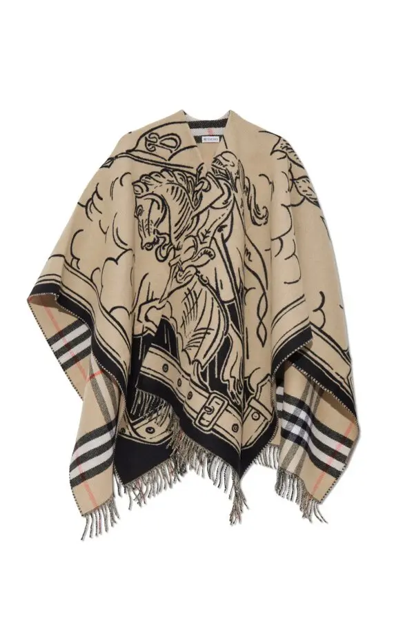 Burberry Stormy Knight Fringed-edge Cape - Sand