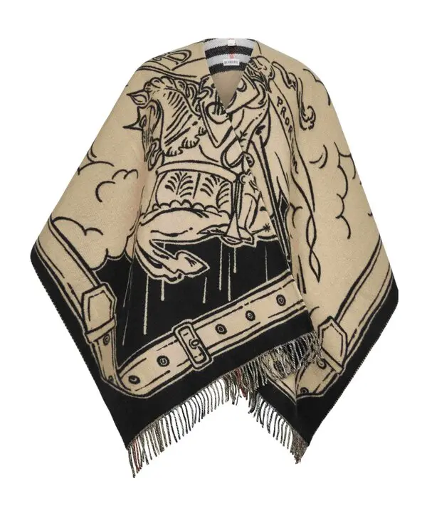 Burberry Stormy Knight Fringed-edge Cape - Sand