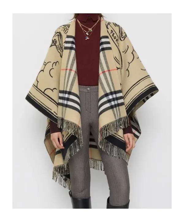 Burberry Stormy Knight Fringed-edge Cape - Sand