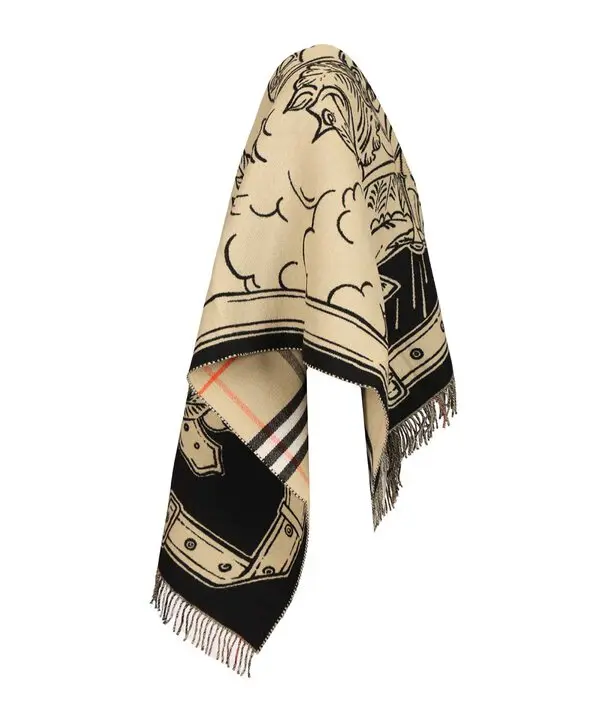 Burberry Stormy Knight Fringed-edge Cape - Sand
