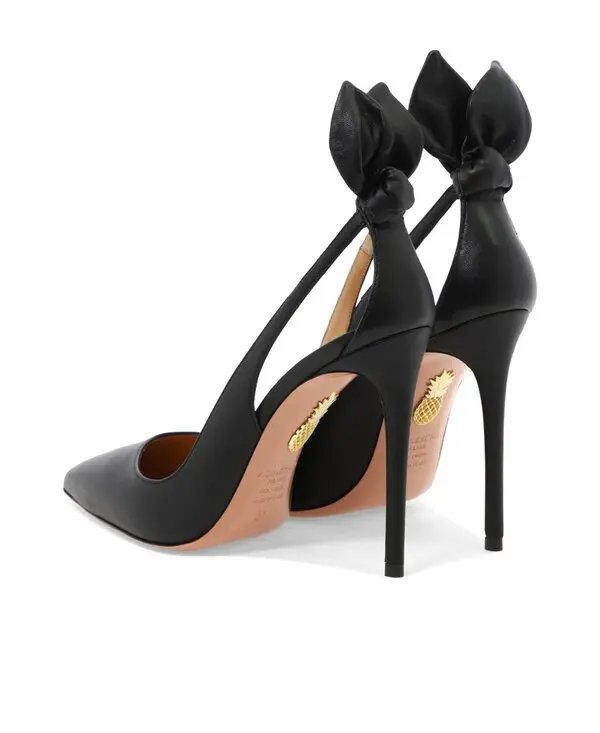 AQUAZZURA Pointed Toe High Heel Pumps With Bow Detailing - Black