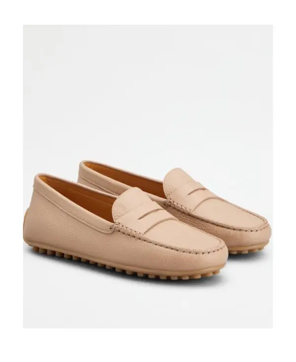 TOD'S Gommino Round Toe Slip-on Loafers - Nude