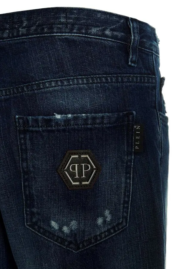 Philipp Plein Distressed Denim Shorts
