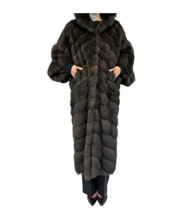 LISKA Long-sleeved Fur Coat - Black