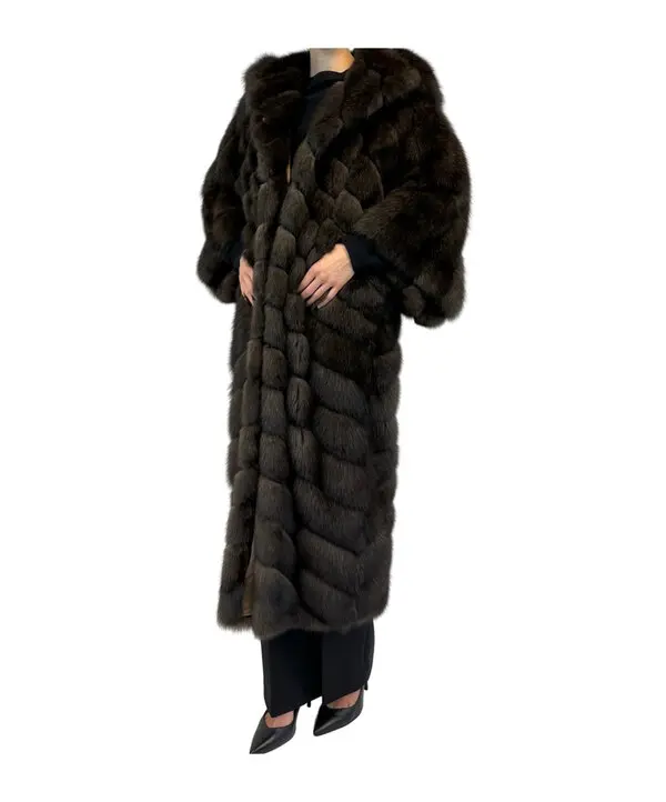 LISKA Long-sleeved Fur Coat - Black