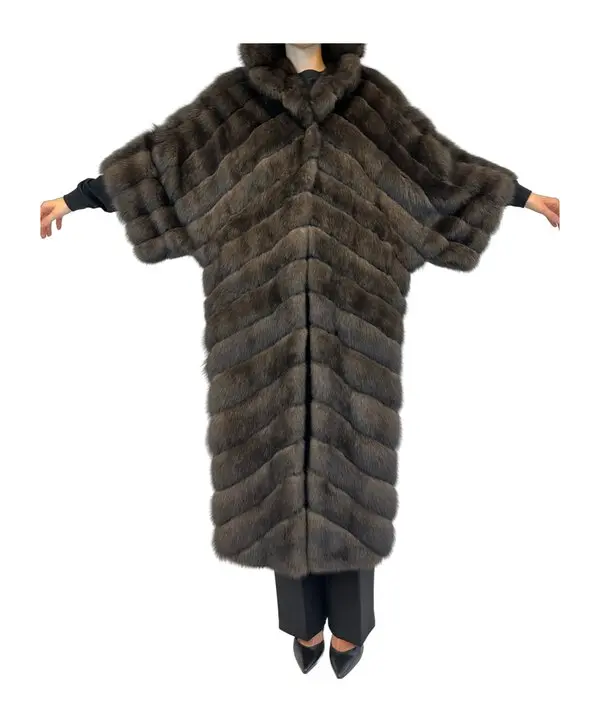 LISKA Long-sleeved Fur Coat - Black