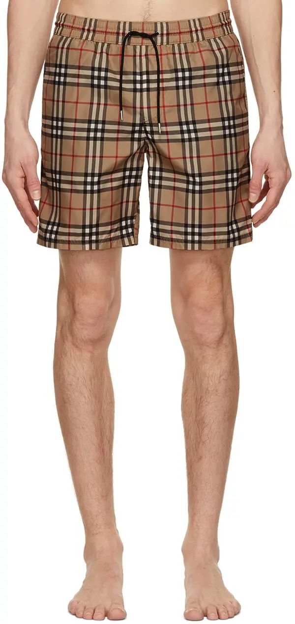 Burberry Vintage Check Drawstring Swim Shorts - Brown