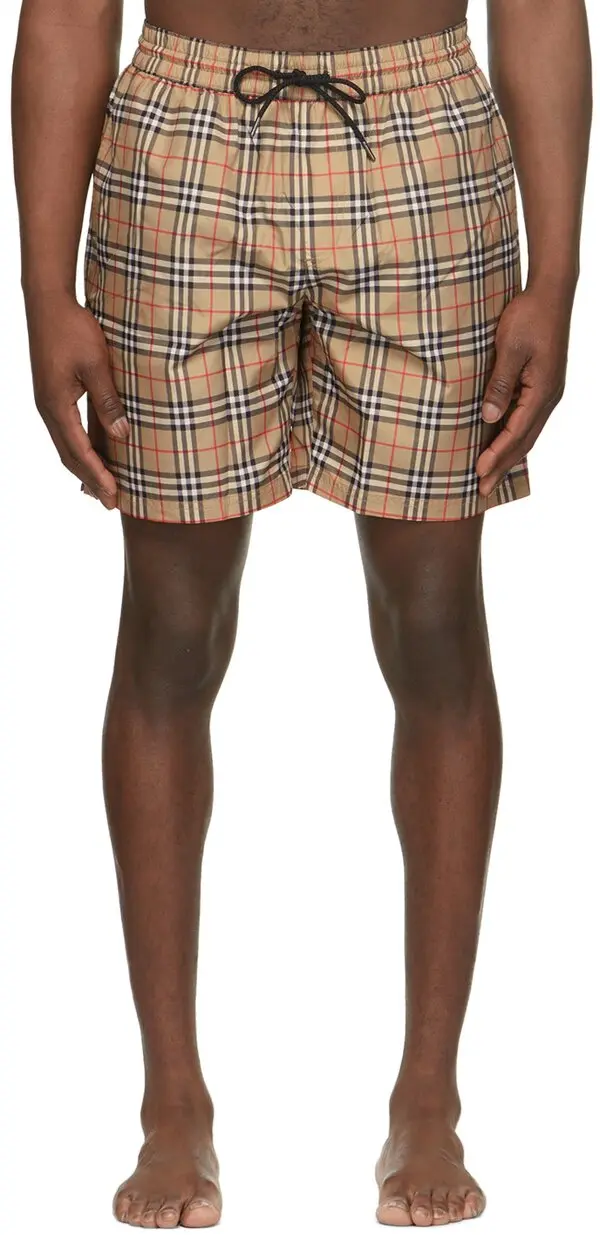 Burberry Vintage Check Drawstring Swim Shorts - Brown