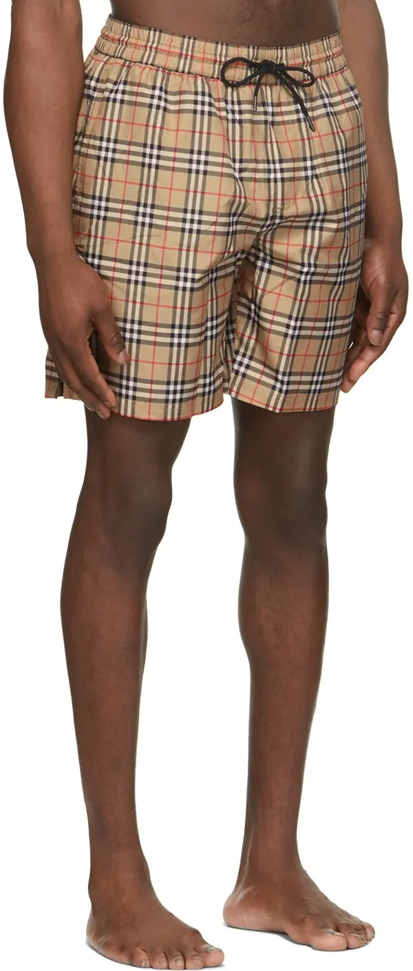 Burberry Vintage Check Drawstring Swim Shorts - Brown