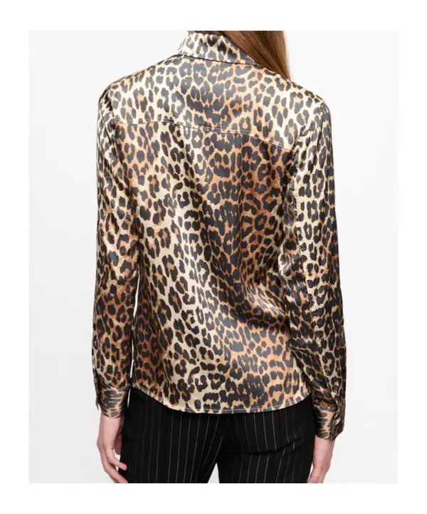 GANNI Leopard Print Long Sleeve Shirt - Leopard Color