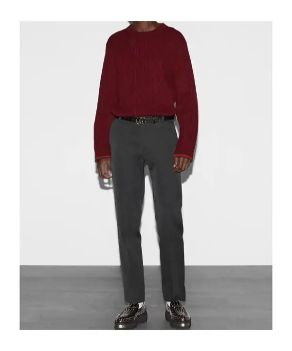 Gucci Ribbed Mock Neck Sweater With Webbing Trim