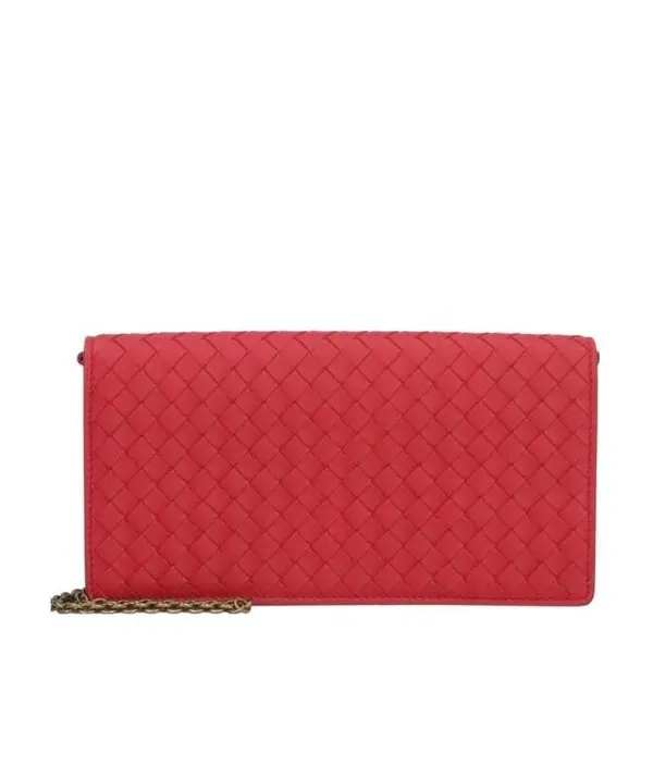 Bottega Veneta Checkered Flip Shoulder Bag - Red