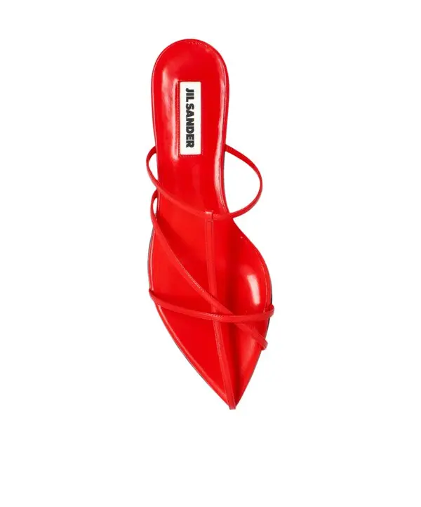 JIL SANDER Strappy Pointed Toe Flat Sandals - Red