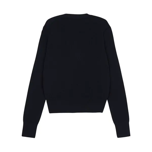 AMI Paris V-neck Cardigan With Embroidered Logo - No