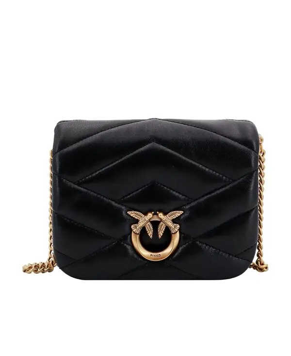Pinko Love Birds Buckle Quilted Shoulder Bag
