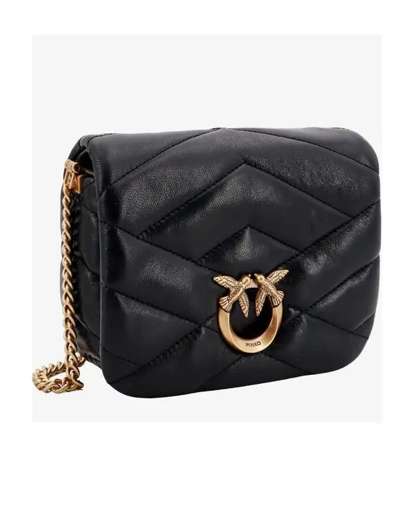 Pinko Love Birds Buckle Quilted Shoulder Bag