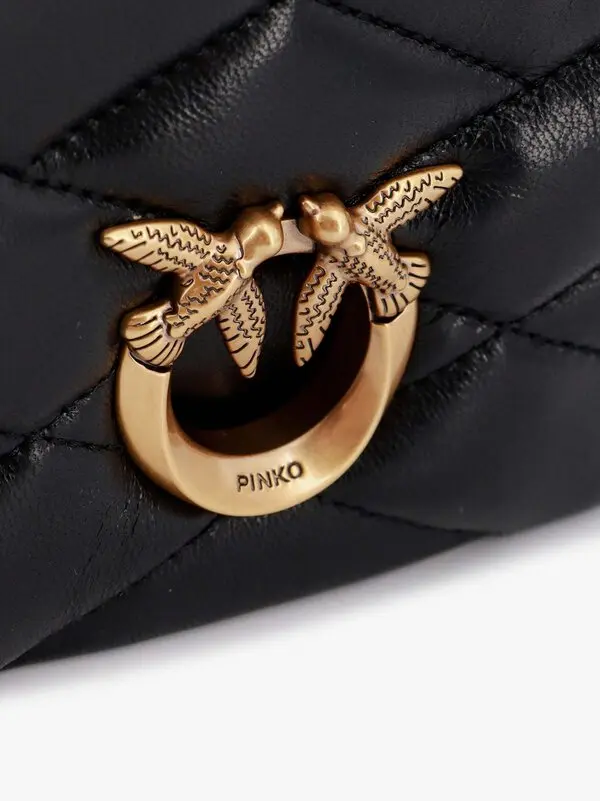 Pinko Love Birds Buckle Quilted Shoulder Bag